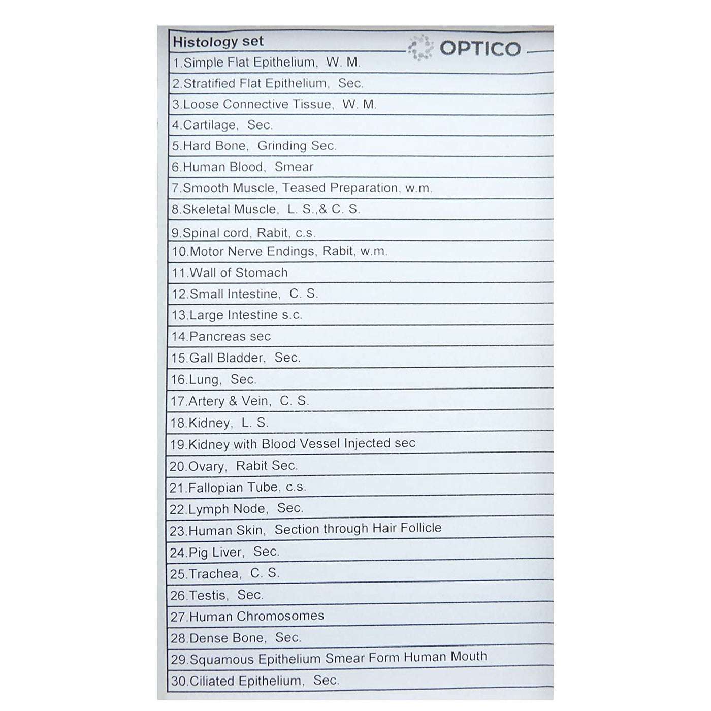 Histology Prepared Glass Microscope Slides Set of 30 — Microscopes.com.au